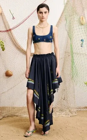 ALEMAIS Celestine Embellished Denim Bandeau Top