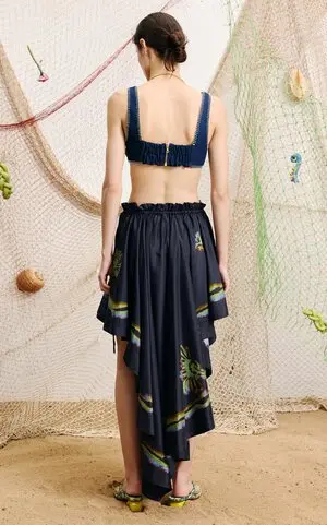 ALEMAIS Celestine Embellished Denim Bandeau Top