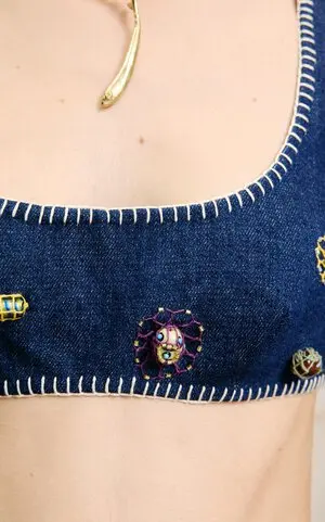 ALEMAIS Celestine Embellished Denim Bandeau Top