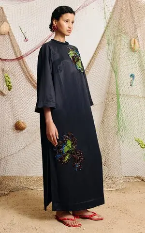 ALEMAIS Martina Beaded Linen-blend Maxi Dress