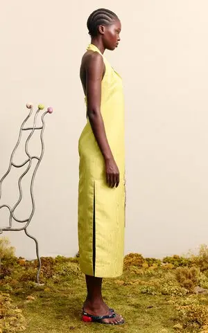 ALEMAIS Teo Beaded Twill Midi Dress