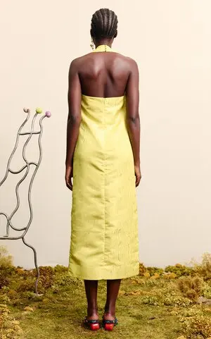 ALEMAIS Teo Beaded Twill Midi Dress