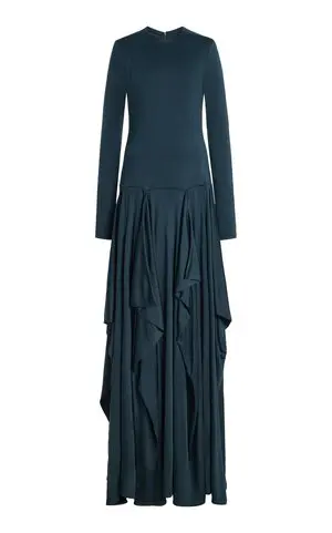 KALLMEYER Vera Cascade Liquid Jersey Maxi Dress - Grey