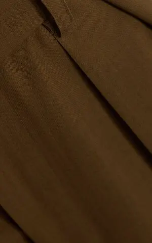 KALLMEYER Joel Pleated Straight Leg Wool Suiting Trousers - Brown