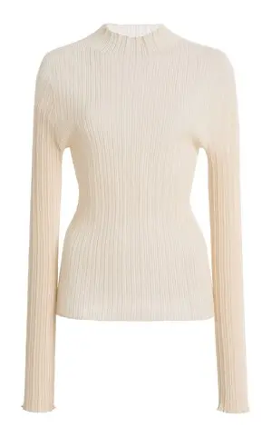 KALLMEYER Jordan Mockneck Superfine Cotton Rib Longsleeve Top - White