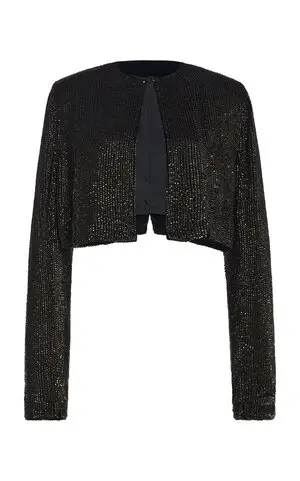 KALLMEYER Elara Prism Sequined Cropped Jacket - Black