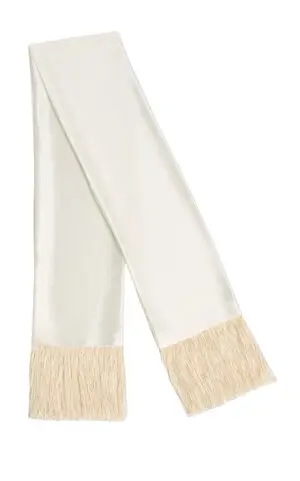 Le Sundial Opera Fringed Silk Scarf - White