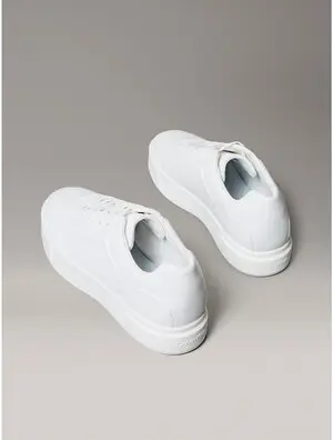 Calvin Klein Leather Embossed Logo Sneakers - Triple Bright White