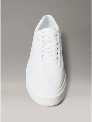 Calvin Klein Leather Embossed Logo Sneakers - Triple Bright White
