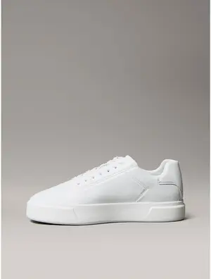 Calvin Klein Leather Embossed Logo Sneakers - Triple Bright White