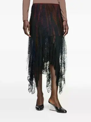 MAISON MARGIELA Creased Lace-overlay Midi Skirt
