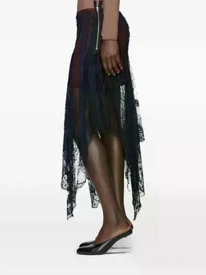 MAISON MARGIELA Creased Lace-overlay Midi Skirt