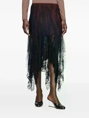 MAISON MARGIELA Creased Lace-overlay Midi Skirt - Black