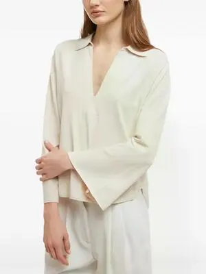 KANGRA V-neck Blouse With Slit Cuffs