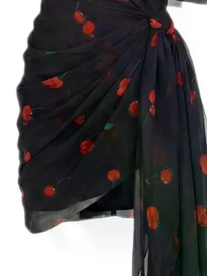 Monse Asymmetrical Cherry Print Chiffon Mini Dress