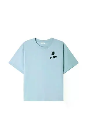 Sandro Flower Print Cotton T-shirt - Blue
