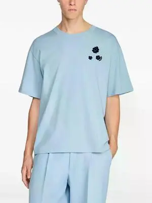 Sandro Flower Print Cotton T-shirt - Blue