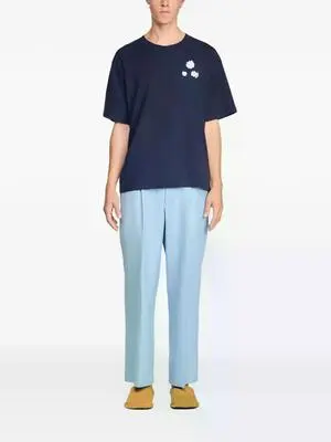 Sandro Flower Print Cotton T-shirt - Blue