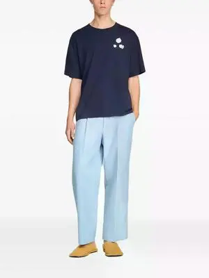 Sandro Flower Print Cotton T-shirt - Blue