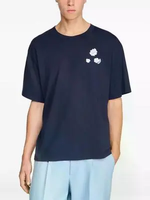 Sandro Flower Print Cotton T-shirt - Blue
