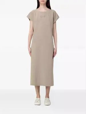 EA7 Emporio Armani Logo Print T-shirt Midi Dress - Neutrals