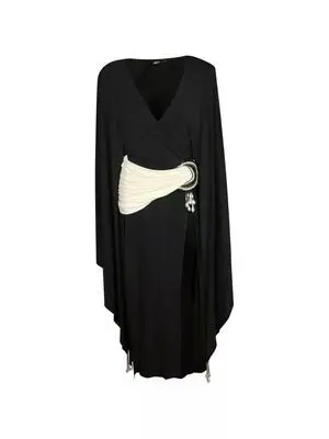 Amen Embellished Midi Dress With Cape Sleeves