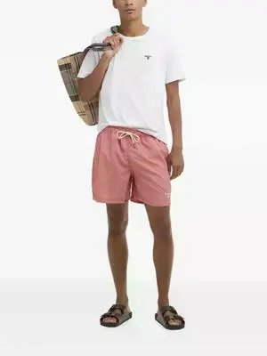 Barbour Geometric-print Drawstring Swim Shorts - Red