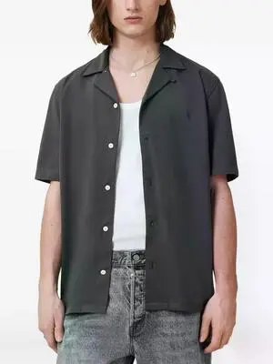 ALLSAINTS Hudson Logo-embroidered Short-sleeve Shirt - Grey