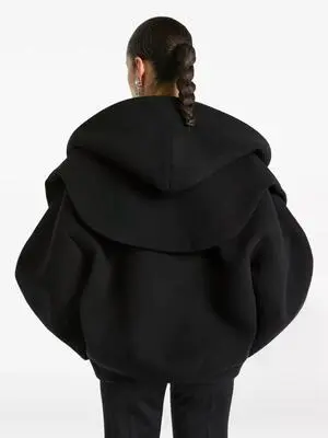 Balmain Oversized Wool Pea Coat With Hood