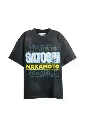 SATOSHI NAKAMOTO Logo-print Crew-neck T-shirt - Black