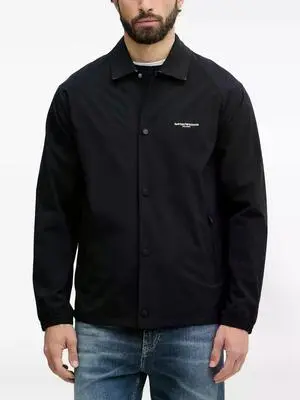 Emporio Armani Logo Embroidered Zip-up Jacket - Blue