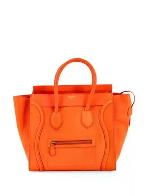 Celine Luggage Smooth Leather Mini Tote Bag - Orange