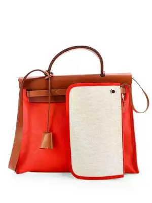 Hermès Herbag Zip Berline 31 Shoulder Bag In Vache Canvas And Leather - Brown