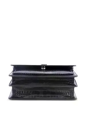 Saint Laurent Medium Croc Effect Leather Crossbody Bag - Black