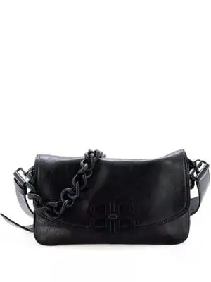 Balenciaga Bb Soft Flap Leather Small Shoulder Bag - Black