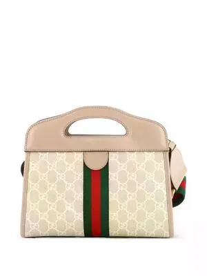 Gucci Ophidia Cut Out Handle Bag Gg Coated Canvas With Leather Small Shoulder Bag