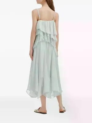 B+AB Ruffled Lace-trim Vertical Stripe Dress