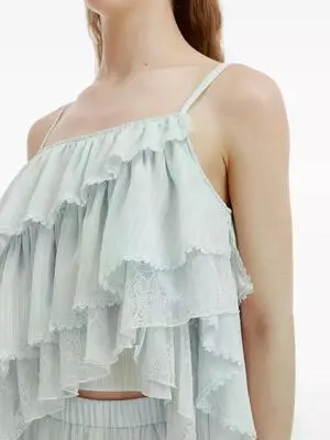 B+AB Ruffled Lace-trim Vertical Stripe Dress