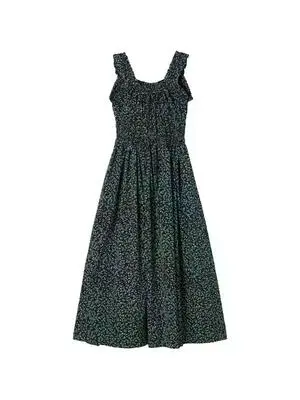 B+AB Floral Print Shirred Midi Dress