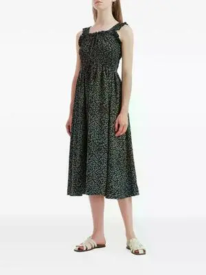 B+AB Floral Print Shirred Midi Dress