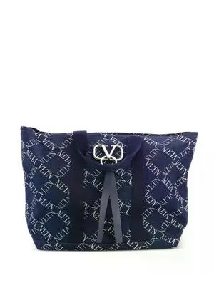 Valentino Garavani Vring Printed Denim Large Tote Bag - Blue