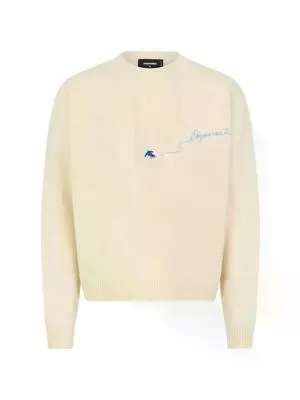 Dsquared2 Virgin Wool Crew Neck Sweater - Neutrals