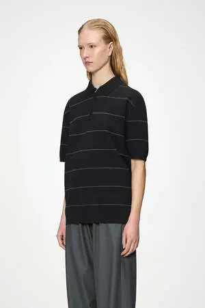 Rains Striped Knit Polo - Black