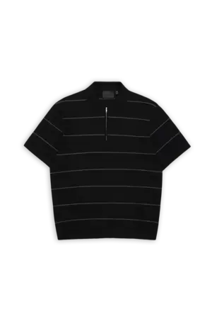 Rains Striped Knit Polo - Black