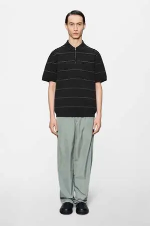 Rains Striped Knit Polo - Black