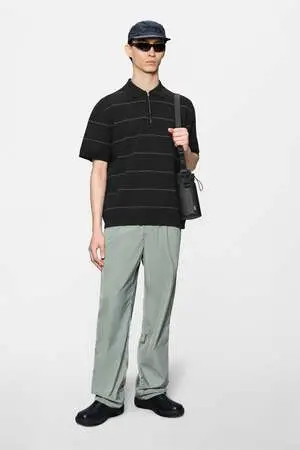 Rains Striped Knit Polo - Black