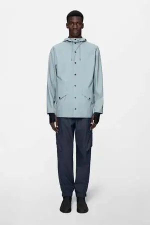 Rains Waterproof Jacket With Hood And Snap Closures - Pool