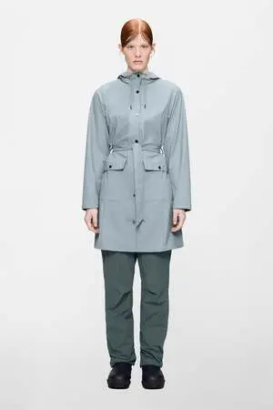Rains Curve Long Jacket - Pool