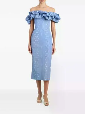 MARKARIAN Pollyanna Ruffled Off-the-shoulder Midi Dress