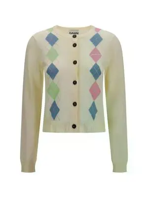 GANNI Diamond-pattern Cardigan - White